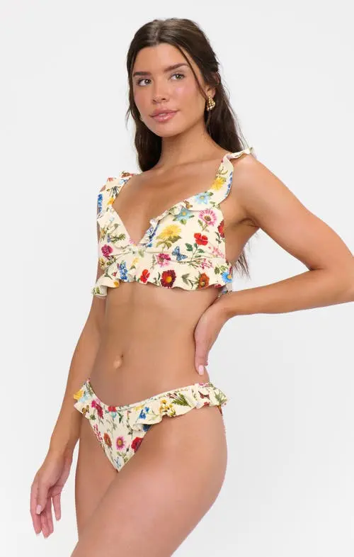 Show Me Your Mumu Rosemary Ruffle Bottom - French Floral Rib Scrunch