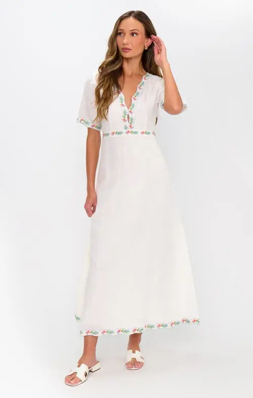 Show Me Your Mumu Thea Midi Dress - Wild Meadow Embroidery