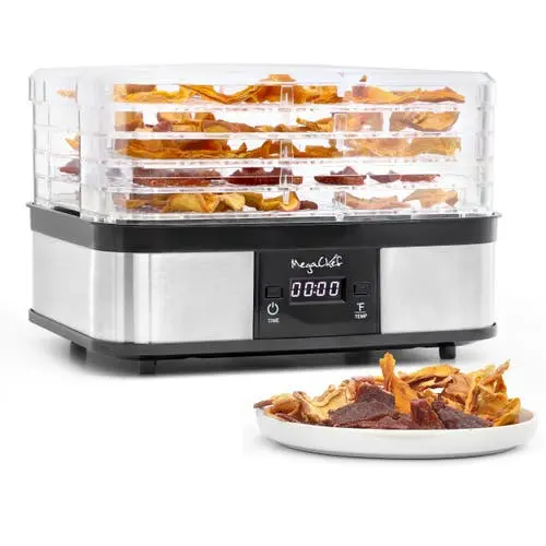 MEGACHEF 5 Tray Food Dehydrator With Timer And Temperature Control - Grey