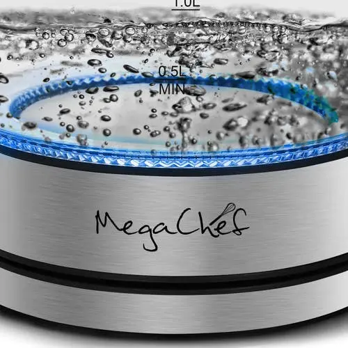 MEGACHEF 1.9 Quart Cordless Glass And Stainless Steel Electric Tea Kettle With Tea Infuser
