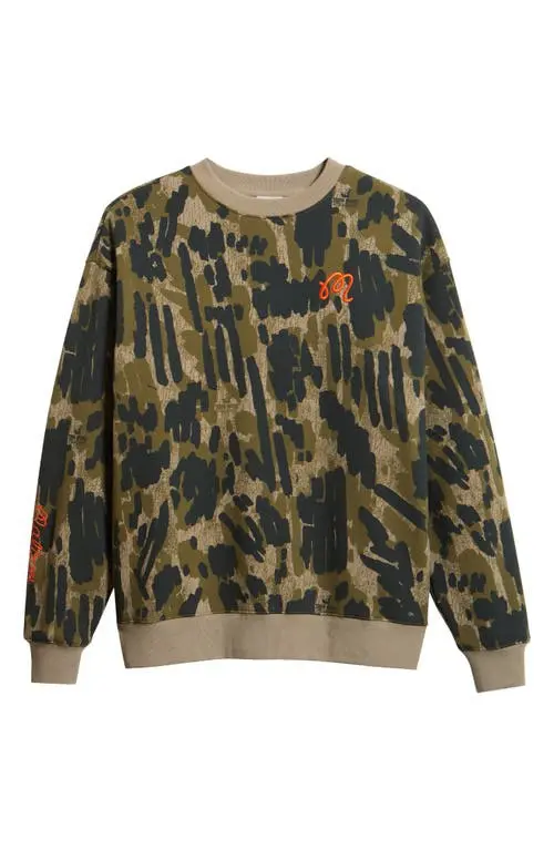 MALBON Range Tour Divot Camo Cotton Sweatshirt - Bark Camo