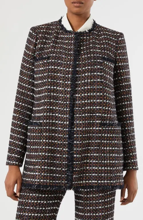 Marina Rinaldi Fervida Tweed Jacket - Blue Brown