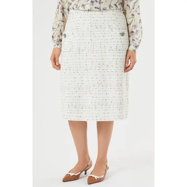 Marina Rinaldi Bouclé Midi Skirt - White