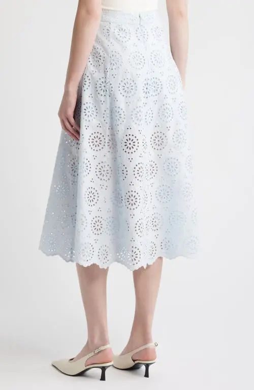 FRAME The Solstice Eyelet Midi Skirt - Ice Blue