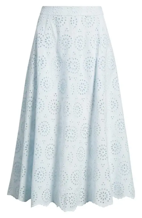 FRAME The Solstice Eyelet Midi Skirt - Ice Blue