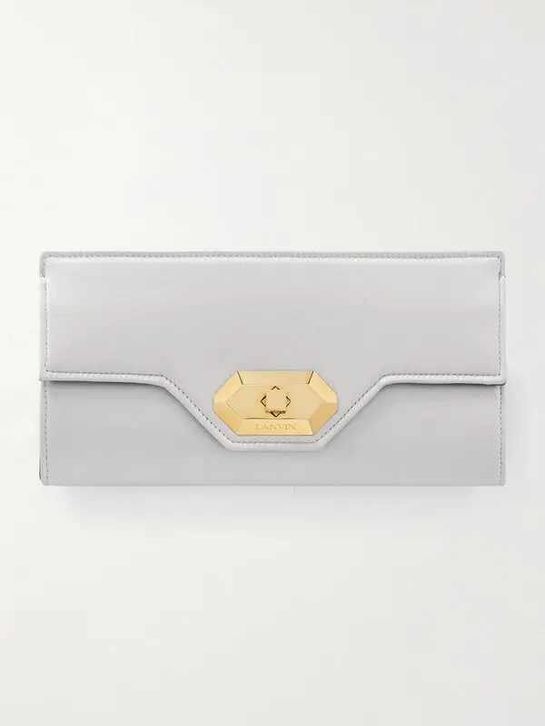 LANVIN Invitation Small Metallic Satin Clutch - Silver