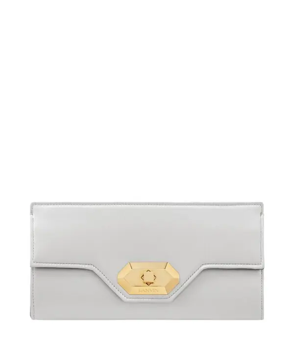 LANVIN Invitation Small Metallic Satin Clutch - Silver