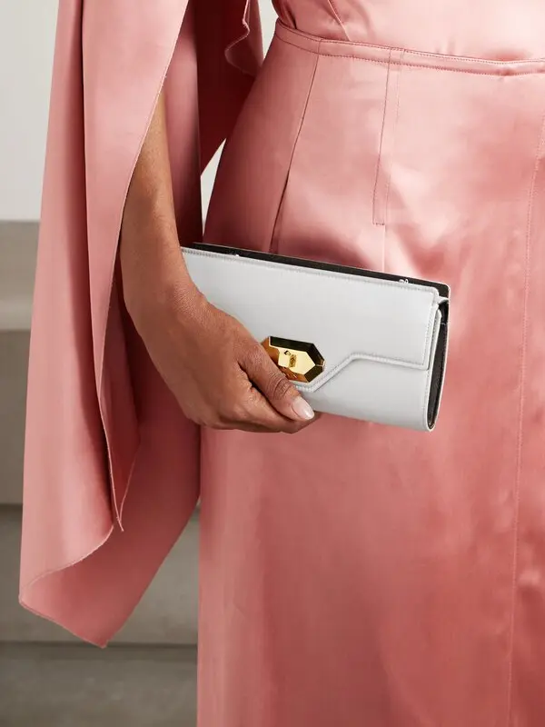 LANVIN Invitation Small Metallic Satin Clutch - Silver