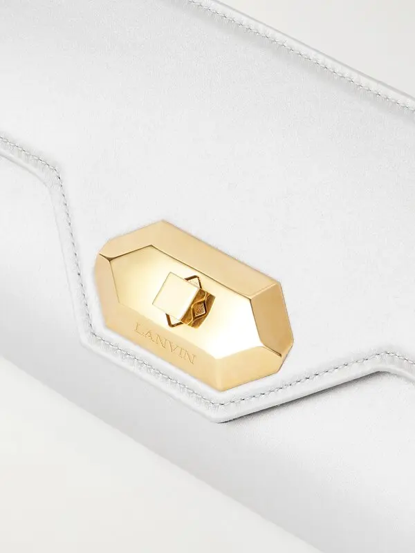 LANVIN Invitation Small Metallic Satin Clutch - Silver