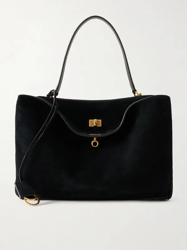 Balenciaga Rodeo Suede Shoulder Bag - Black