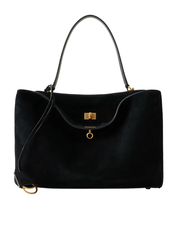 Balenciaga Rodeo Suede Shoulder Bag - Black