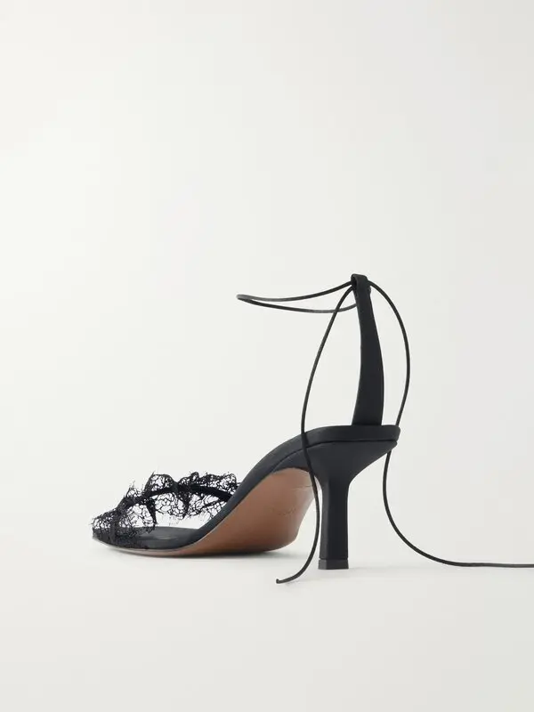 NEOUS Belel Lace-trimmed Twill Sandals - Black