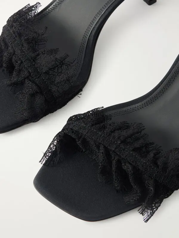 NEOUS Belel Lace-trimmed Twill Sandals - Black