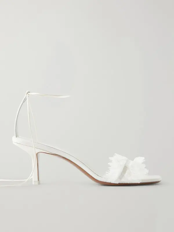 NEOUS Belel Lace-trimmed Twill Sandals - Neutrals