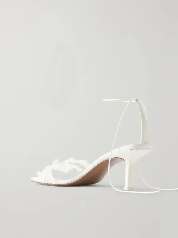 NEOUS Belel Lace-trimmed Twill Sandals - Neutrals