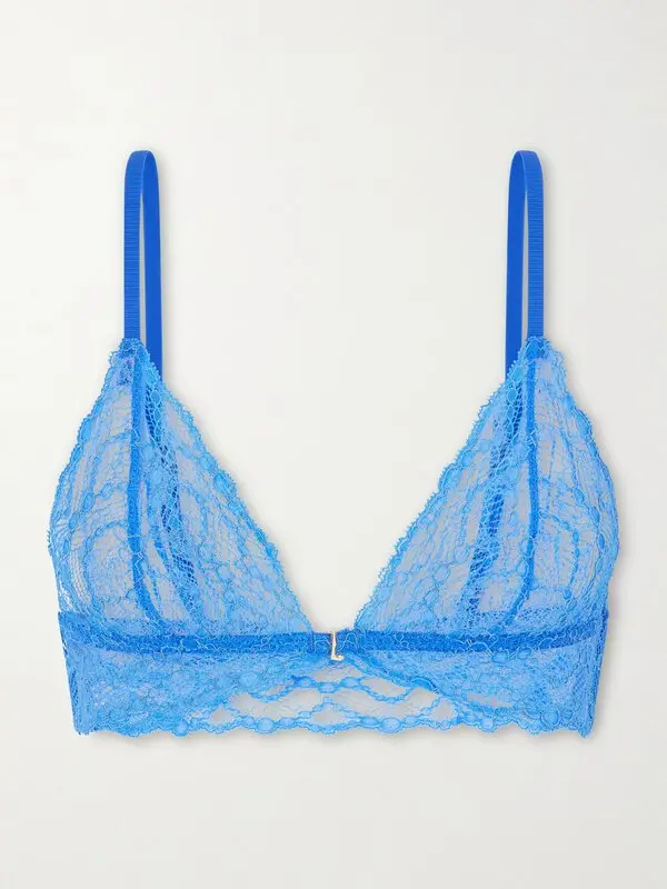 Kiki De Montparnasse Mon Cheri Lace Soft-cup Triangle Bra - Blue