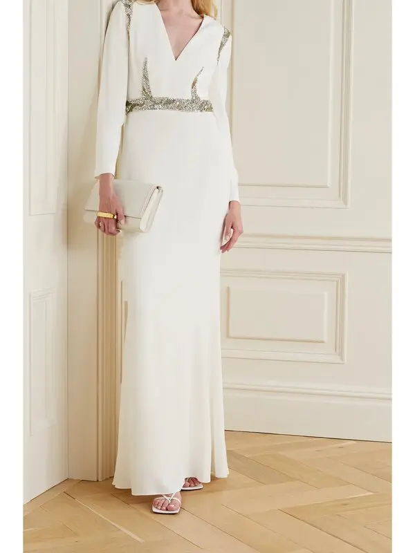 Alexander McQueen Embellished Crepe Gown