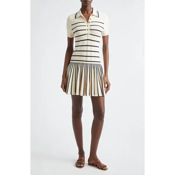 Zimmermann Kindred Spirit Luna Stripe Polo Mini Dress - Cream/navy