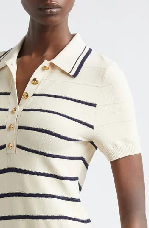 Zimmermann Kindred Spirit Luna Stripe Polo Mini Dress - Cream/navy