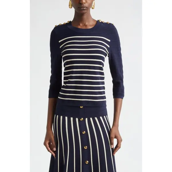 Zimmermann Kindred Spirit Luna Stripe Sweater - Navy/cream