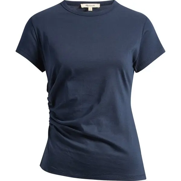 Madewell Asymmetric Ruched Jersey T-shirt - Classic Navy