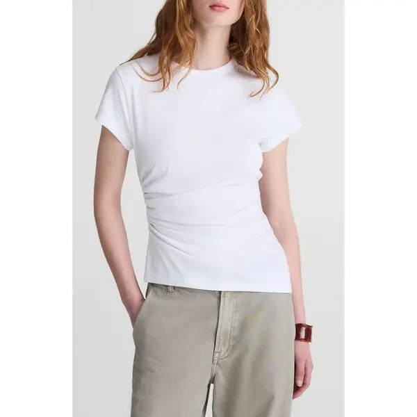 Madewell Asymmetric Ruched Jersey T-shirt - White