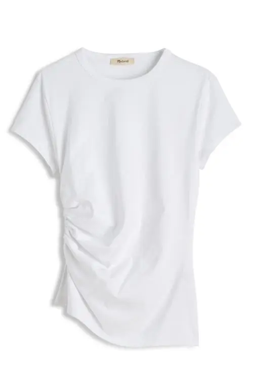 Madewell Asymmetric Ruched Jersey T-shirt - White
