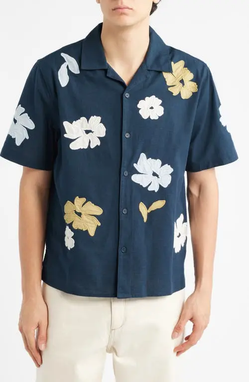 WAX LONDON Didcot Floral Cotton & Linen Camp Shirt