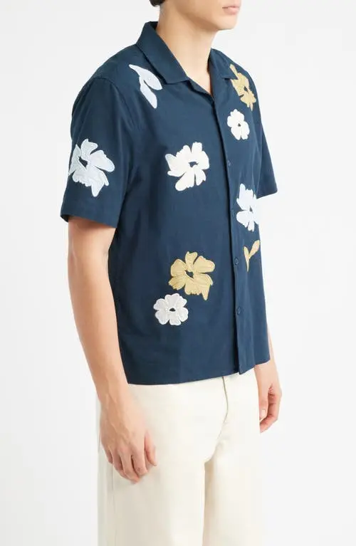 WAX LONDON Didcot Floral Cotton & Linen Camp Shirt