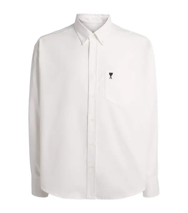AMI Paris Cotton De Coeur Oxford Shirt - White