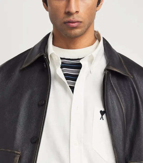 AMI Paris Cotton De Coeur Oxford Shirt - White