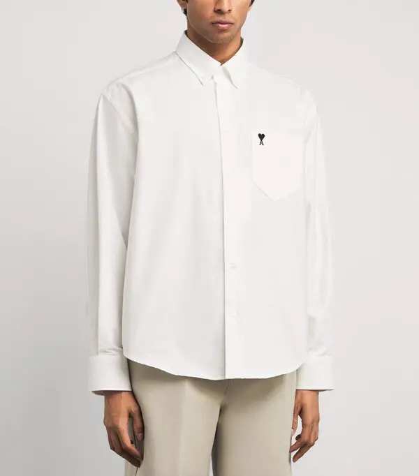 AMI Paris Cotton De Coeur Oxford Shirt - White