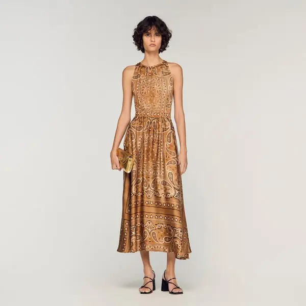 Sandro Bandana-print Maxi Dress - Brown / Black