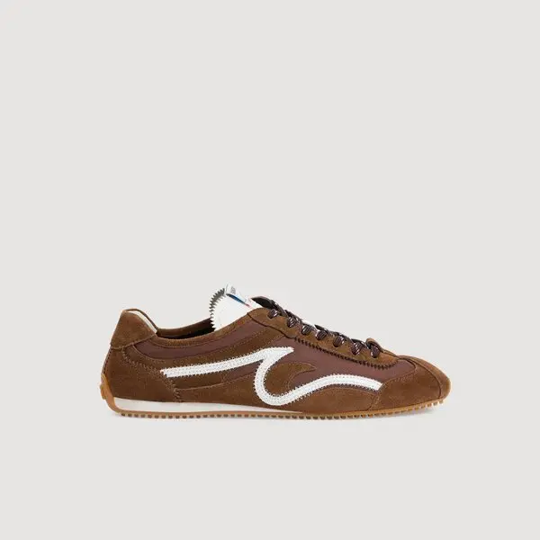 Sandro Light Wave Suede And Nylon Sneakers - Brown