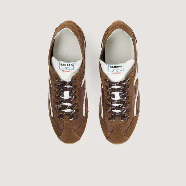 Sandro Light Wave Suede And Nylon Sneakers - Brown
