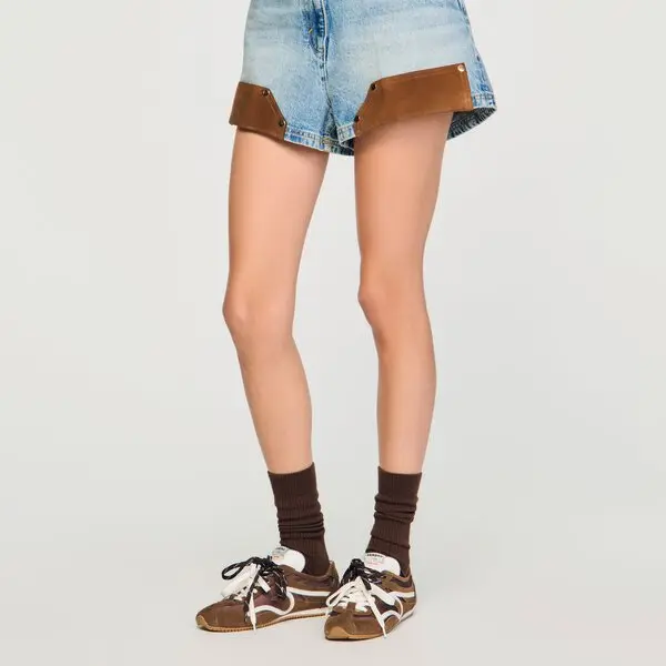 Sandro Light Wave Suede And Nylon Sneakers - Brown