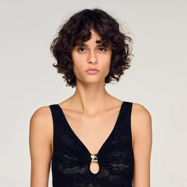Sandro Jewelry Detail Knit Bodysuit