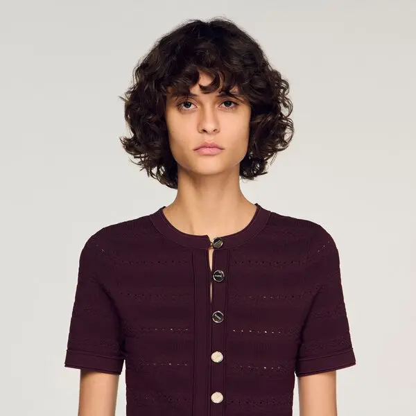 Sandro Floral Print Knit Mini Dress - Brown