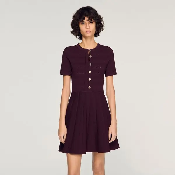 Sandro Floral Print Knit Mini Dress - Brown