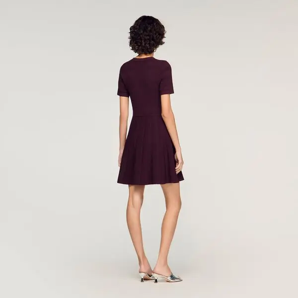 Sandro Floral Print Knit Mini Dress - Brown