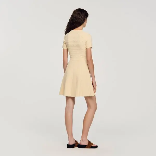 Sandro Floral Print Knit Mini Dress - Vanilla