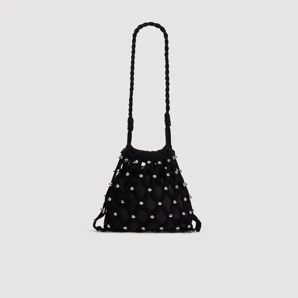 Sandro Studded Net Mesh Shoulder Bag