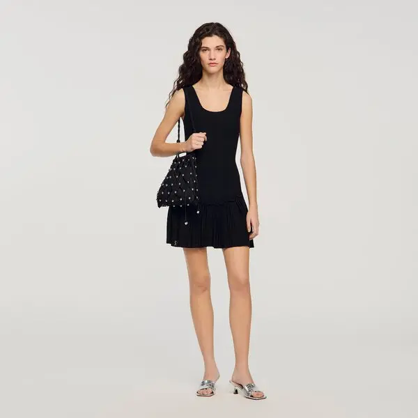 Sandro Studded Net Mesh Shoulder Bag