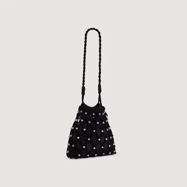 Sandro Studded Net Mesh Shoulder Bag