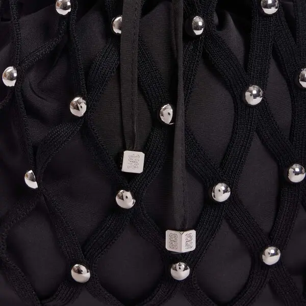 Sandro Studded Net Mesh Shoulder Bag