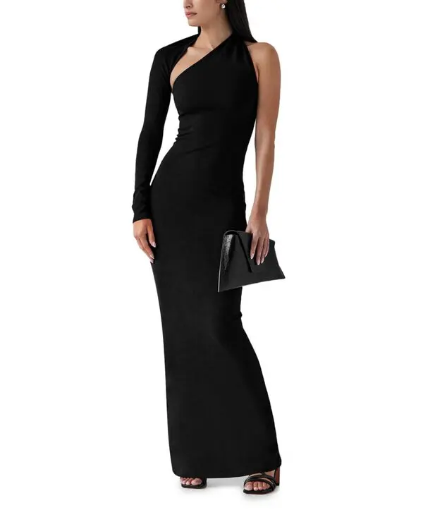 MARCELLA Manhattan One Shoulder Gown - Black