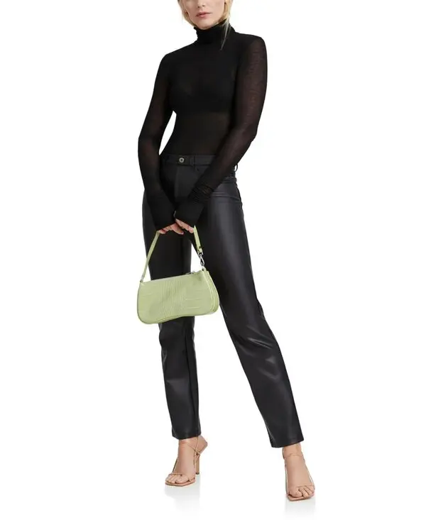 MARCELLA Eloise Sheer Turtleneck Top - Black