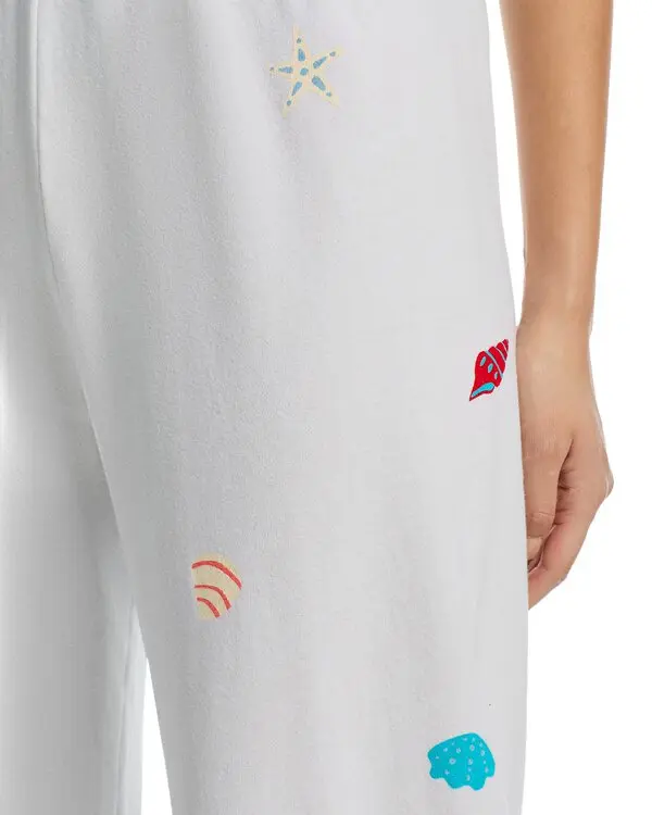 Aqua Seashell Wide Leg Sweatpants - White