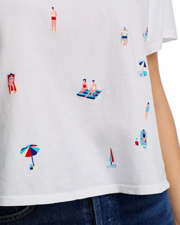 Aqua Haley Beachgoers Boxy Crop Tee - White