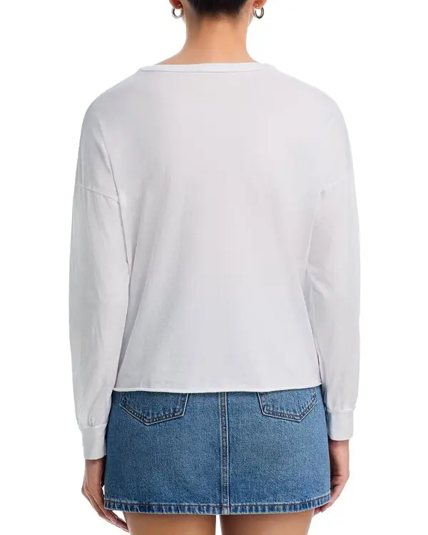 Aqua Emma Seashell Long Sleeve Tee - White